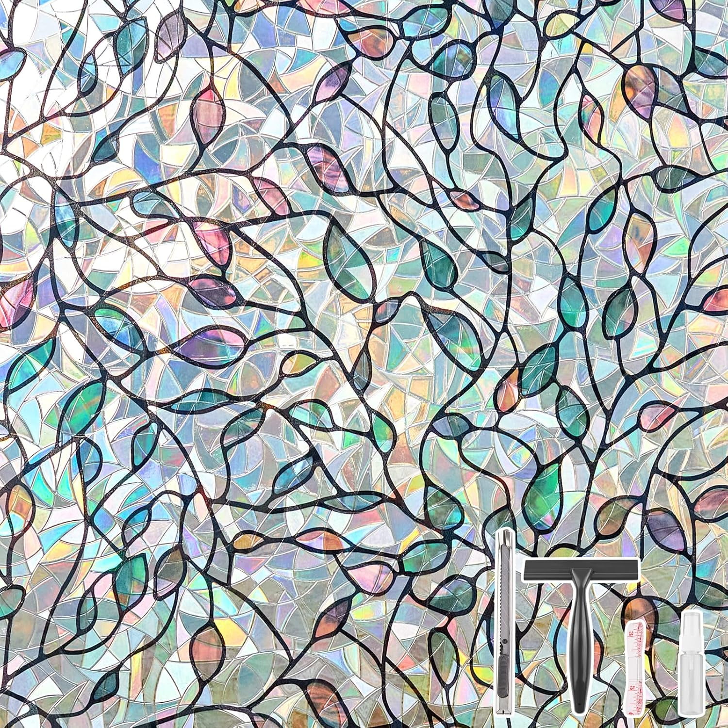 Window Film Window Privacy Film 3D Stained Glass Window Sticker Static ...