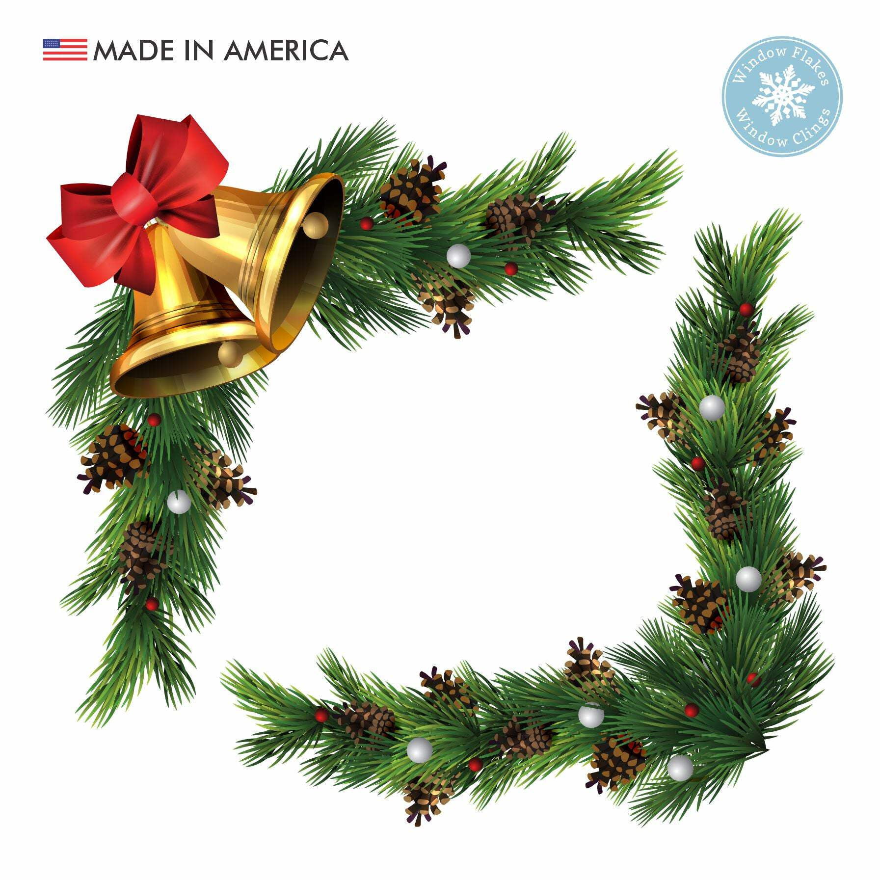 Window Flakes Fir, Cones and Bell Corners Window Clings, Vinyl ...