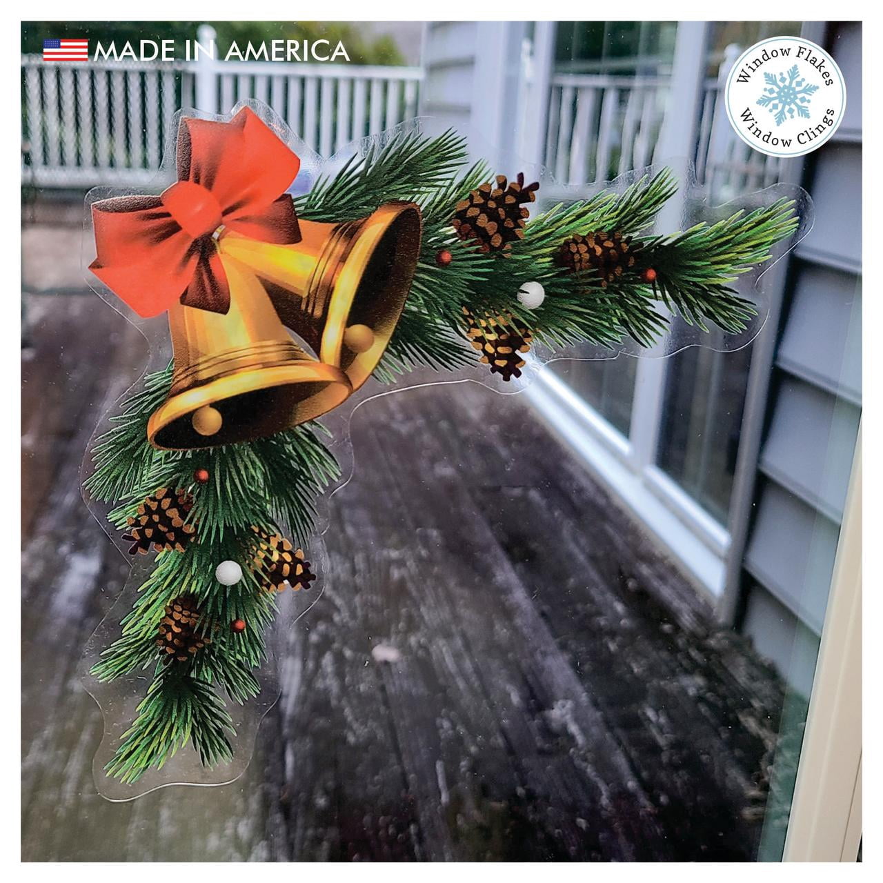 Window Flakes Fir, Cones and Bell Corners Window Clings, Vinyl ...