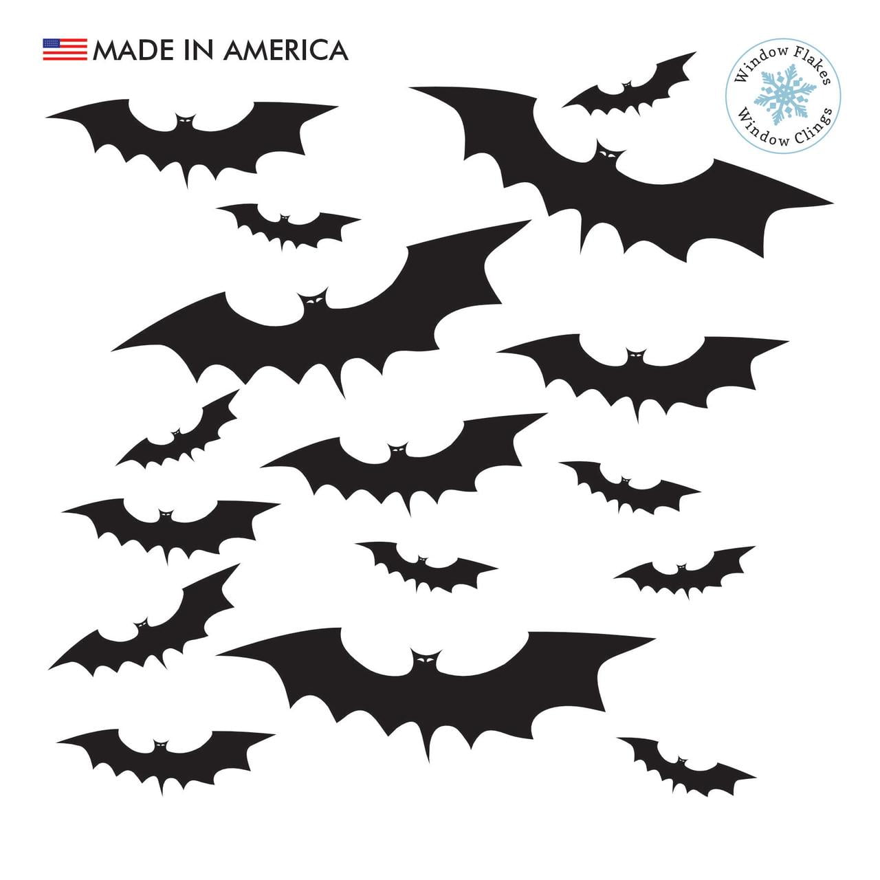 Window Flakes Halloween Bat Window Cling Decals, Set of 16, 12"-6 ...
