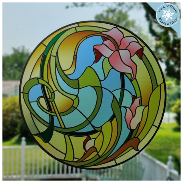 Window Flakes Lily Sun Catcher Stained Glass Window Cling, Medium Vinyl ...