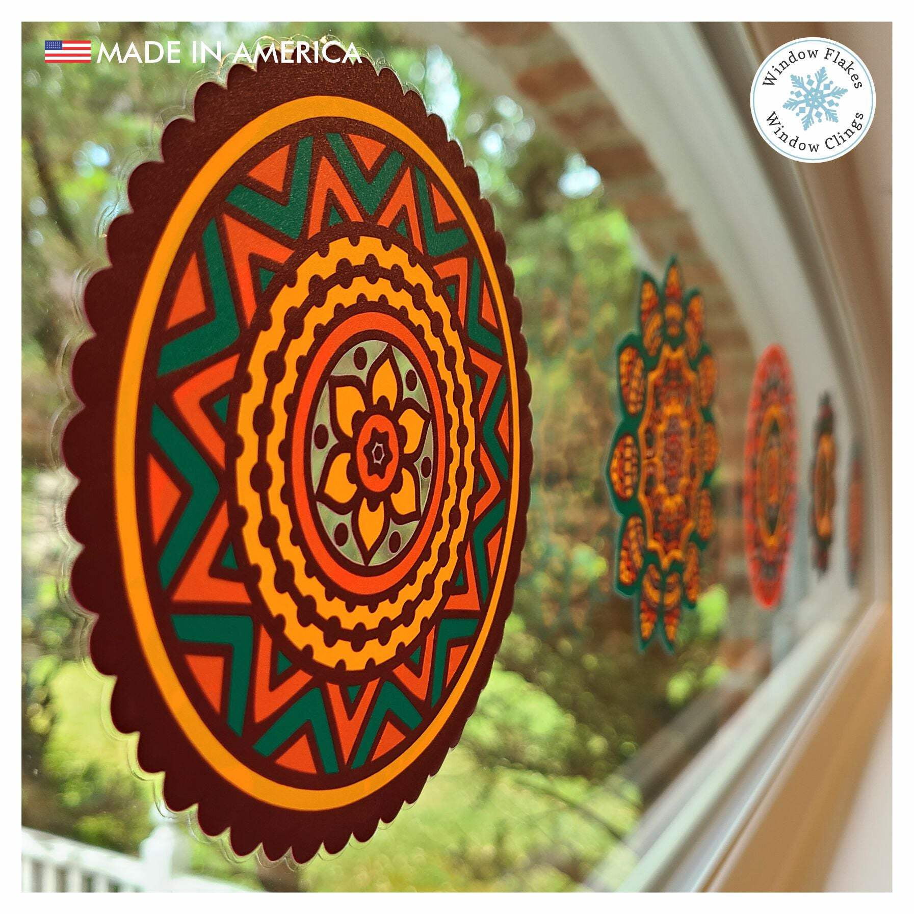 Window Flakes Medium Mandala Sun Catcher Window Clings, Multicolor ...