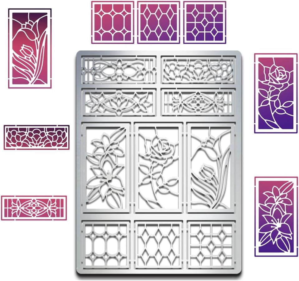 Window Flower Metal Stencils Vintage Glass Window Metal Journal ...