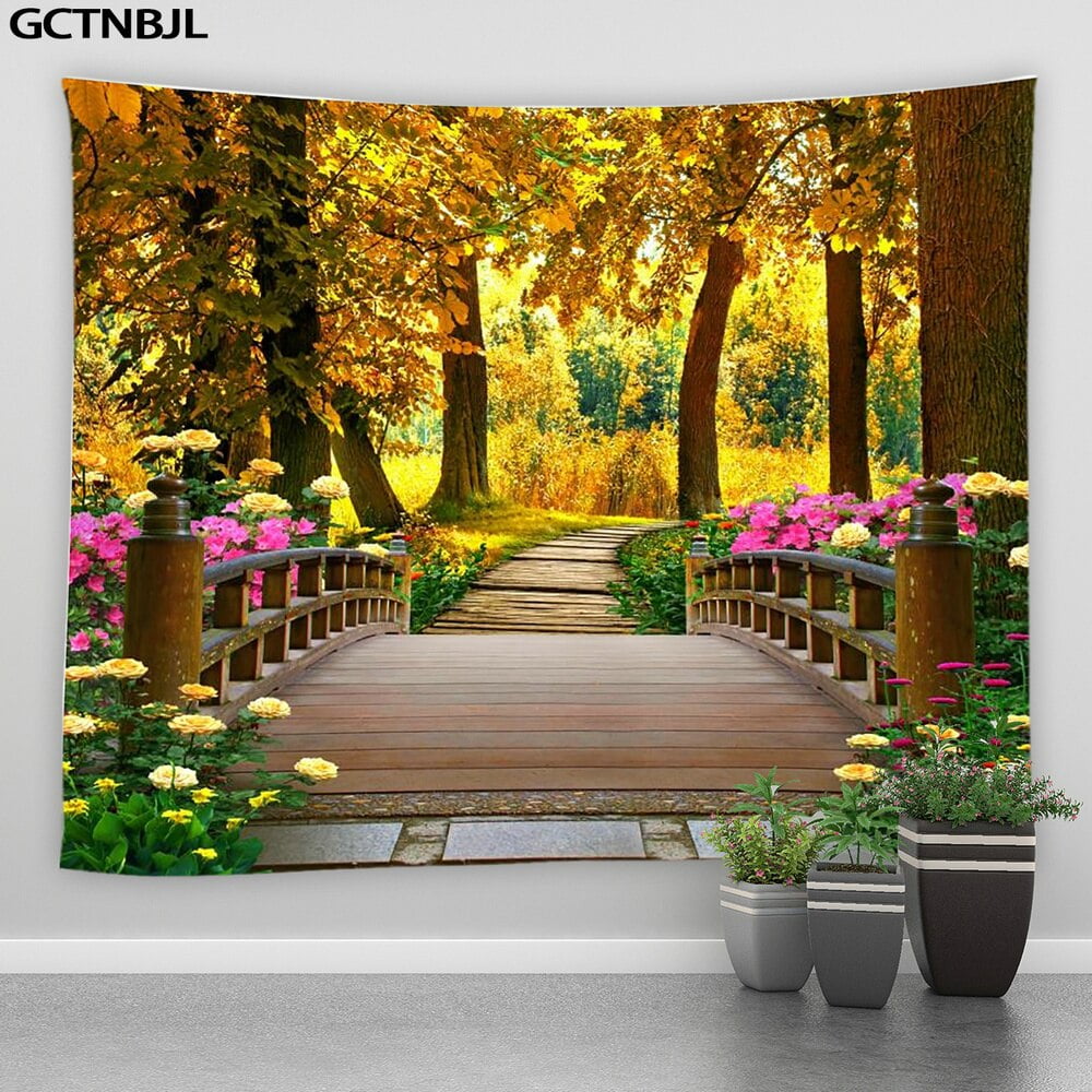 Window Forest Landscape Tapestry Hippie Wall Hanging Bohemian Style ...