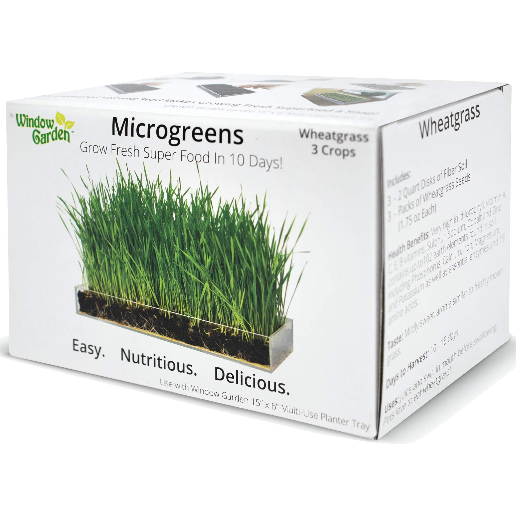 Window Garden 15” x 6” Planter Tray Micro-green Organic Wheatgrass 3 ...