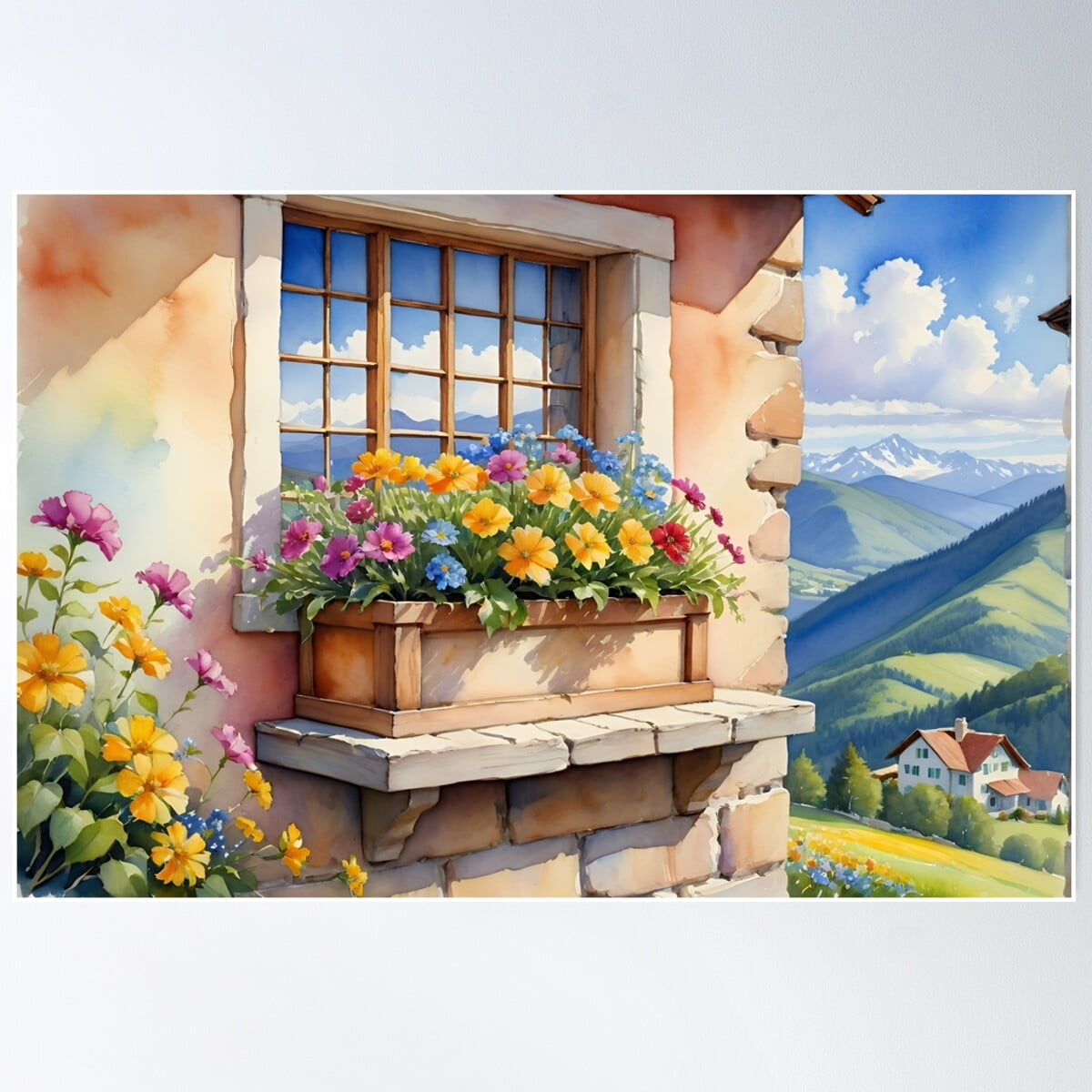 Window Garden Poster Wall Art, Modern Wall Decor For Living Room Bedroom, 24x36 UNFRAMED ...