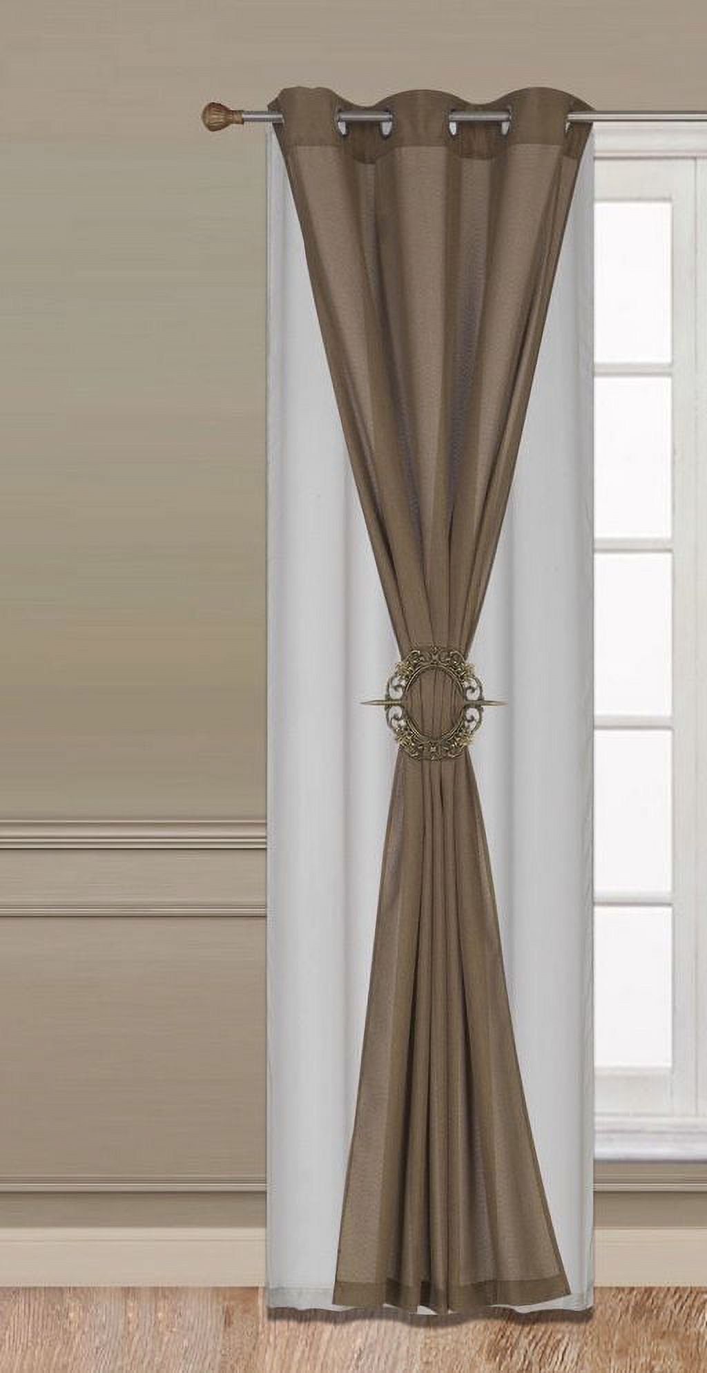 Window Grommet 3 Piece Faux Silk Linen With Sheer And Curtain Hold Back ...