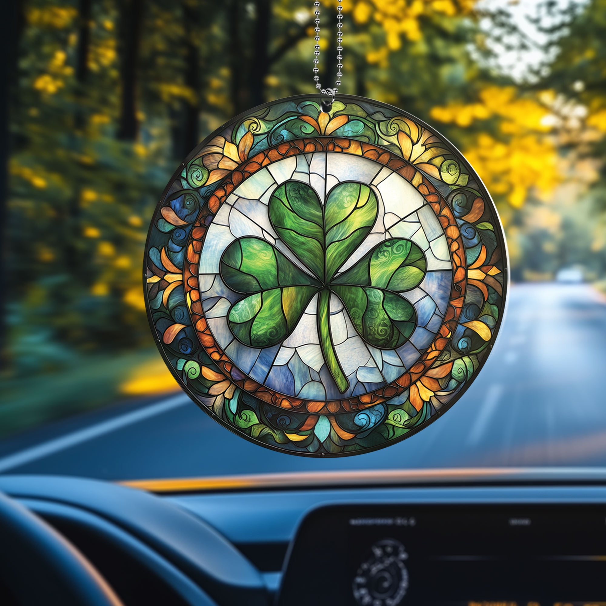 Window Hanging Acrylic Lucky Clover, Car Decoration, Stained Glass ...