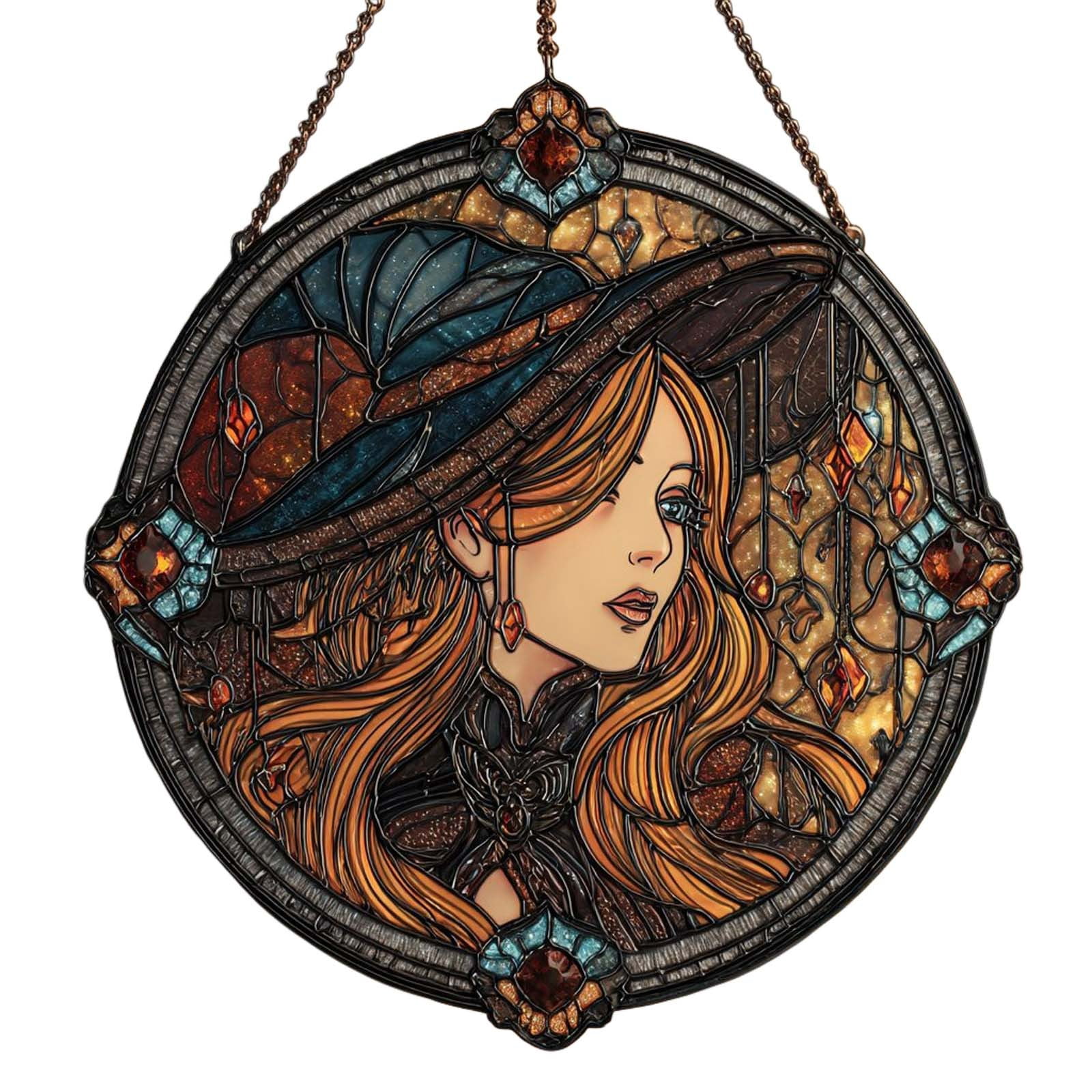 A Window Hanging Suncatcher Ornament Witch Face Decoration For Home ...