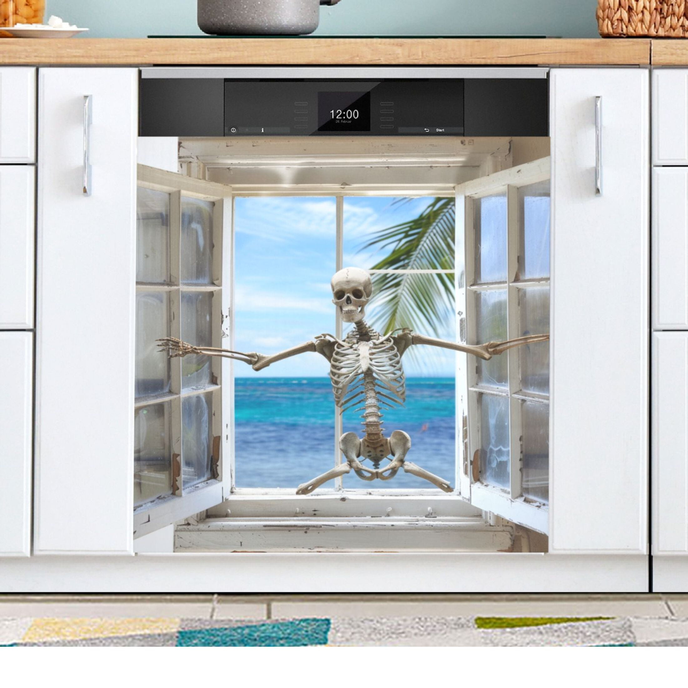 Window Human Skeleton Dishwasher Magnetic Refrigerator Magnet Cover ...