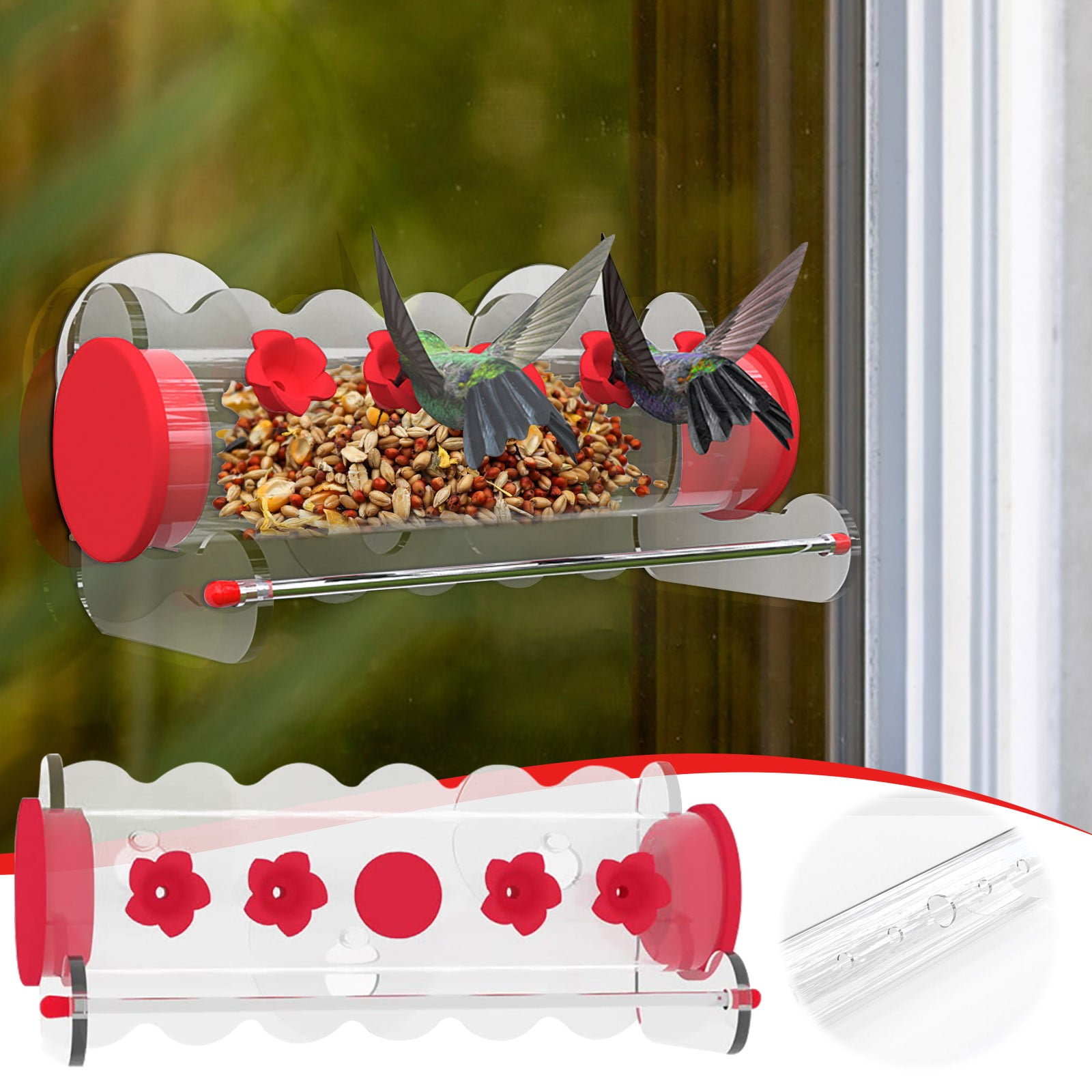 Window Hummingbird Feeder, Window Suction Bird Feeder Transparent ...