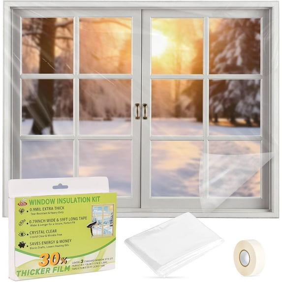 Window Insulation Kit, 62X126inch 0.9 Mil Window Plastic for ...
