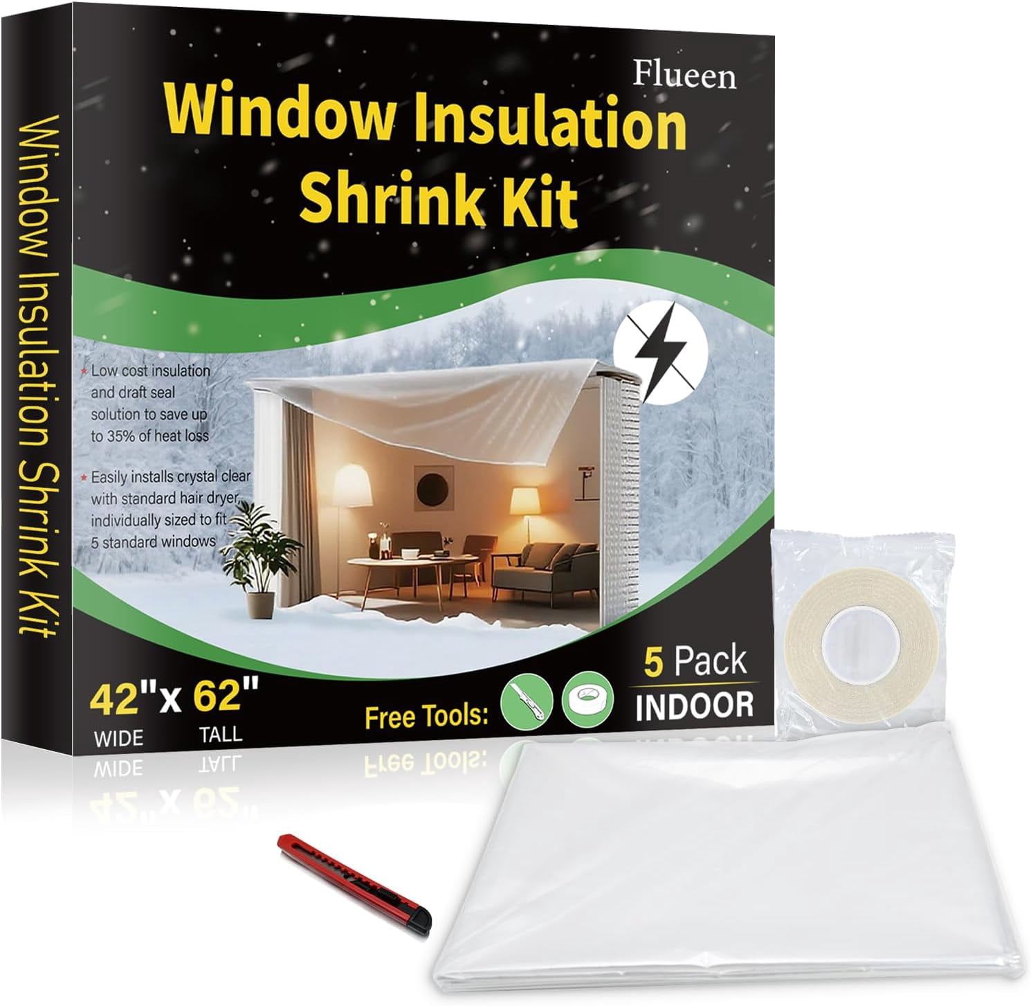 Window Insulation Kit for Winter,Plastic Shrink Film & Strong Tape ...