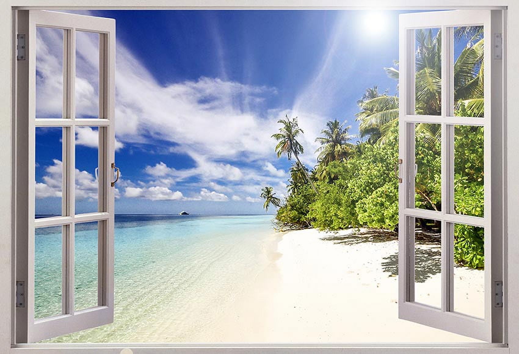 Window Landscape Wall Tropical Tree Home ration Sea Sunrise Home Dorm ...