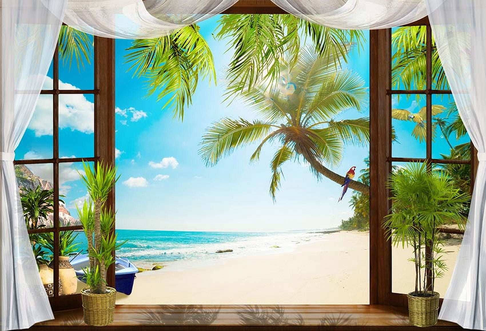 Window Landscape Wall Tropical Tree Home ration Sea Sunrise Home Dorm ...