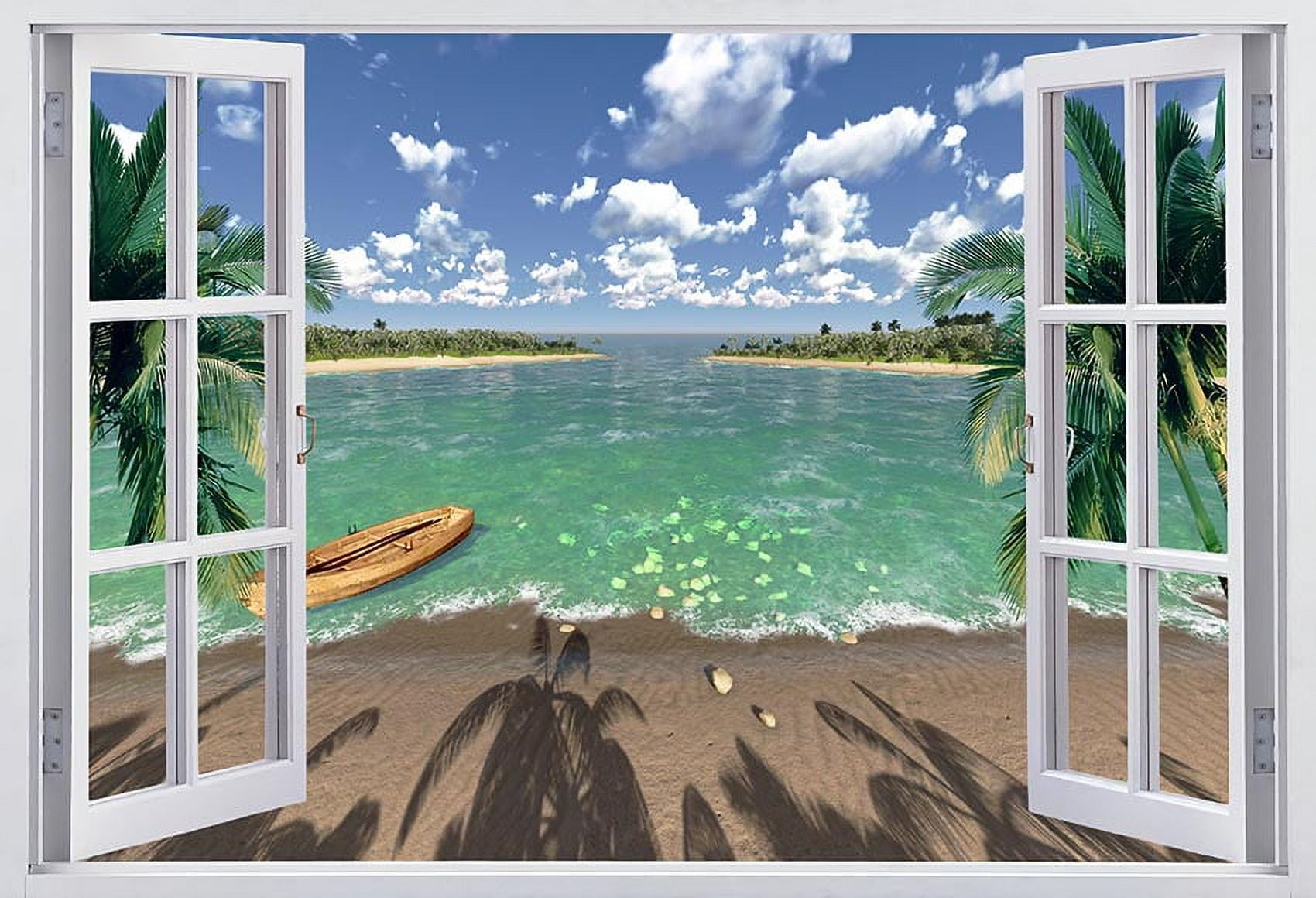 Window Landscape Wall Tropical Tree Home ration Sea Sunrise Home Dorm ...