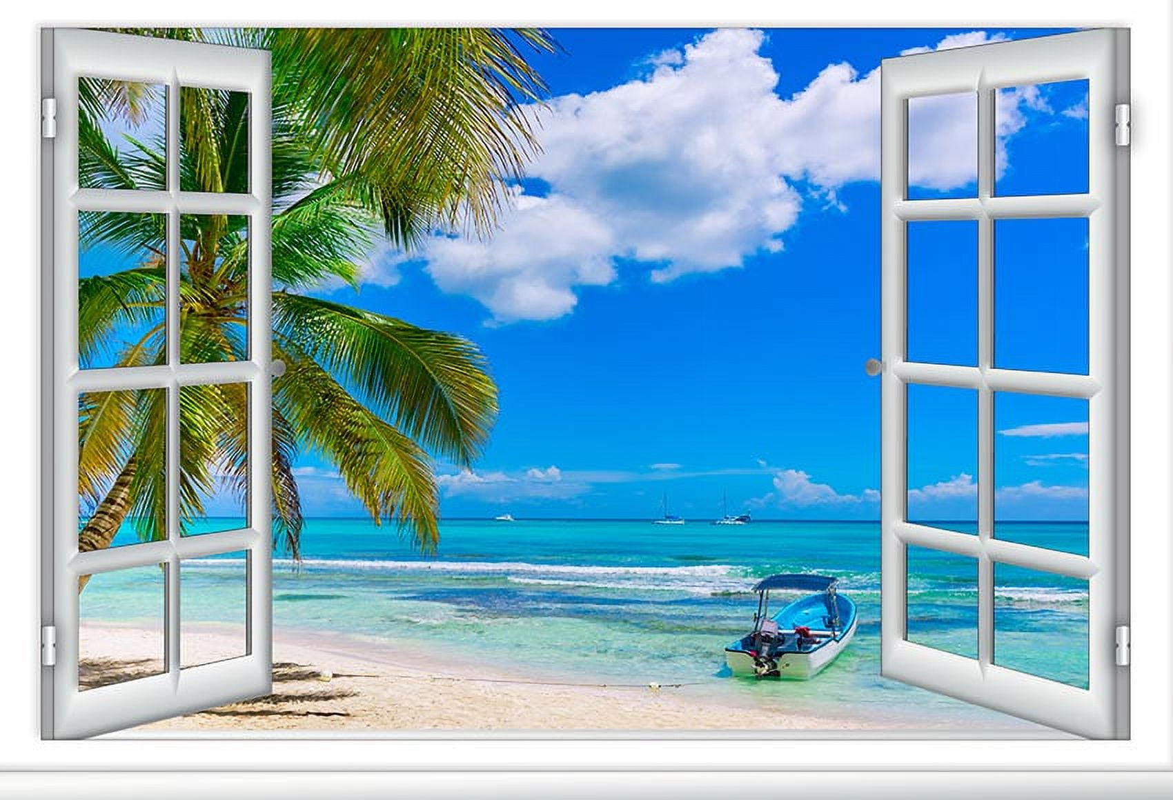 Window Landscape Wall Tropical Tree Home ration Sea Sunrise Home Dorm ...