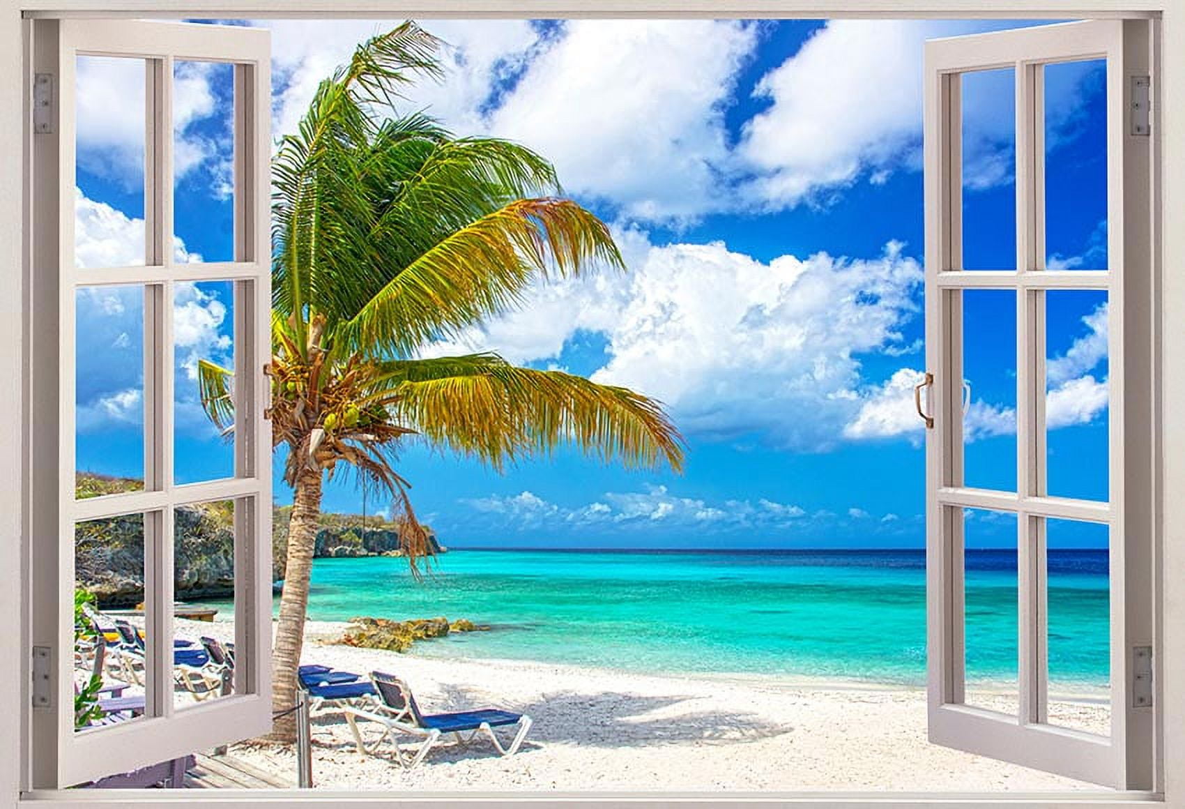 Window Landscape Wall Tropical Tree Home ration Sea Sunrise Home Dorm ...