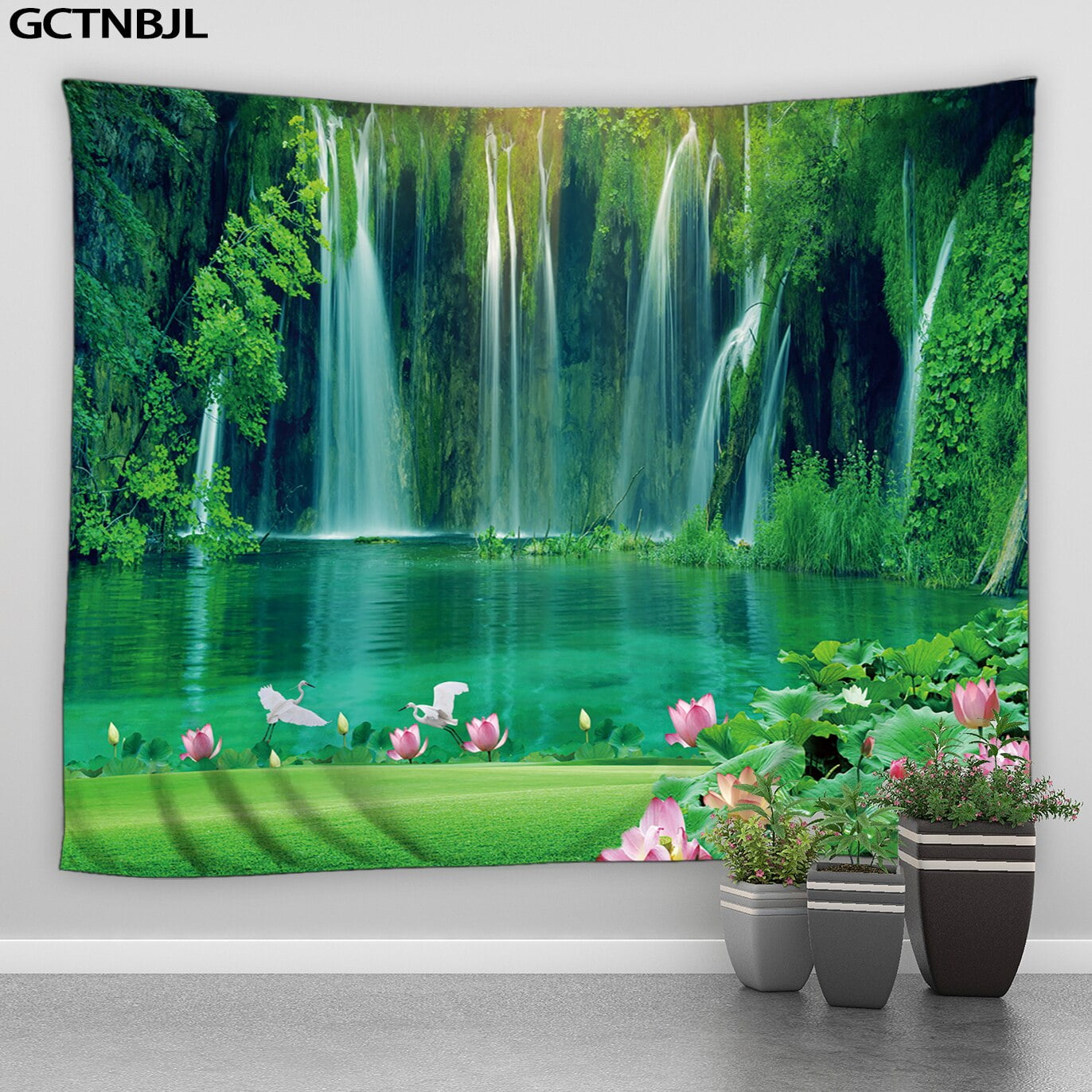 Window Lavender Scenery Tapestry Wall Hanging Purple Flower Plant ...
