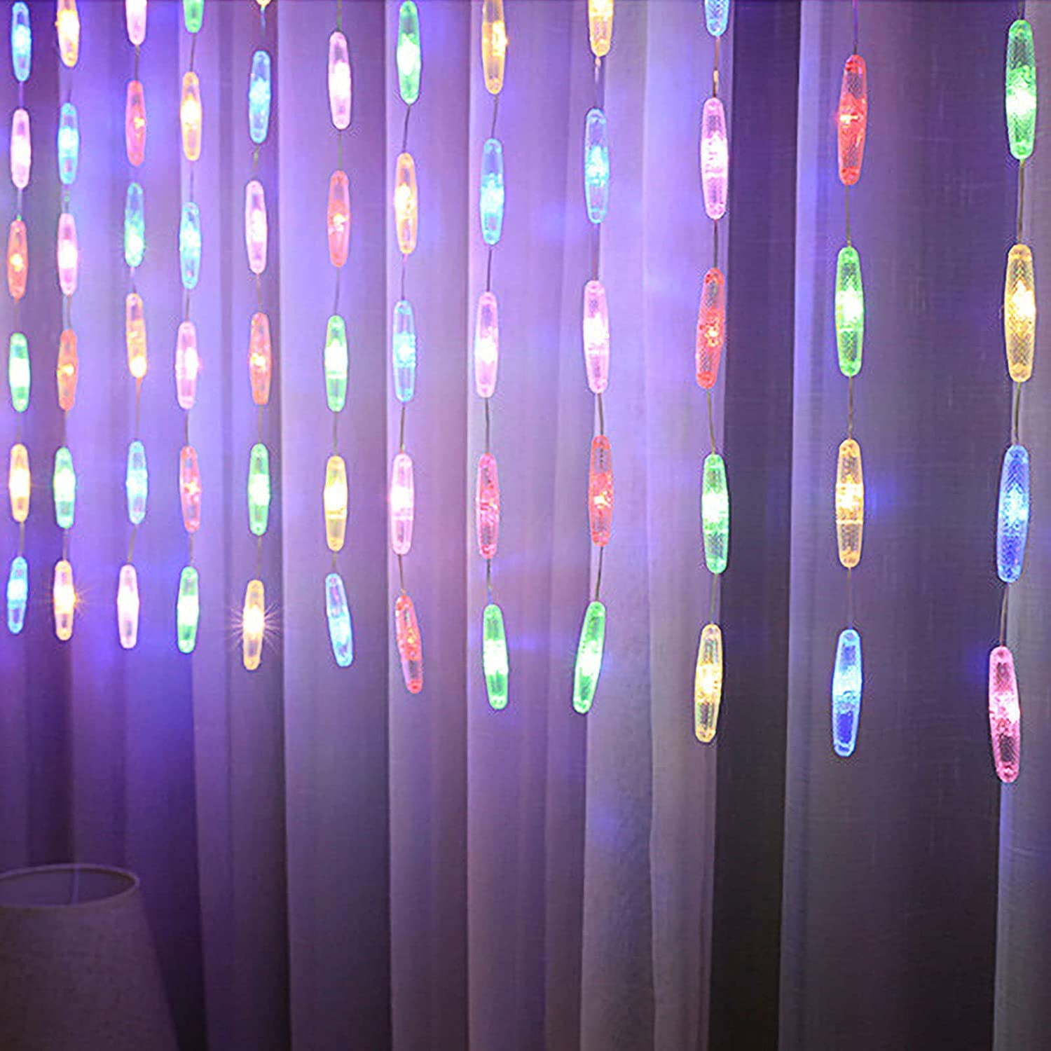 Window Lights 15 Drops Icicle Lights Hanging Curtain Lights, Multicolor ...