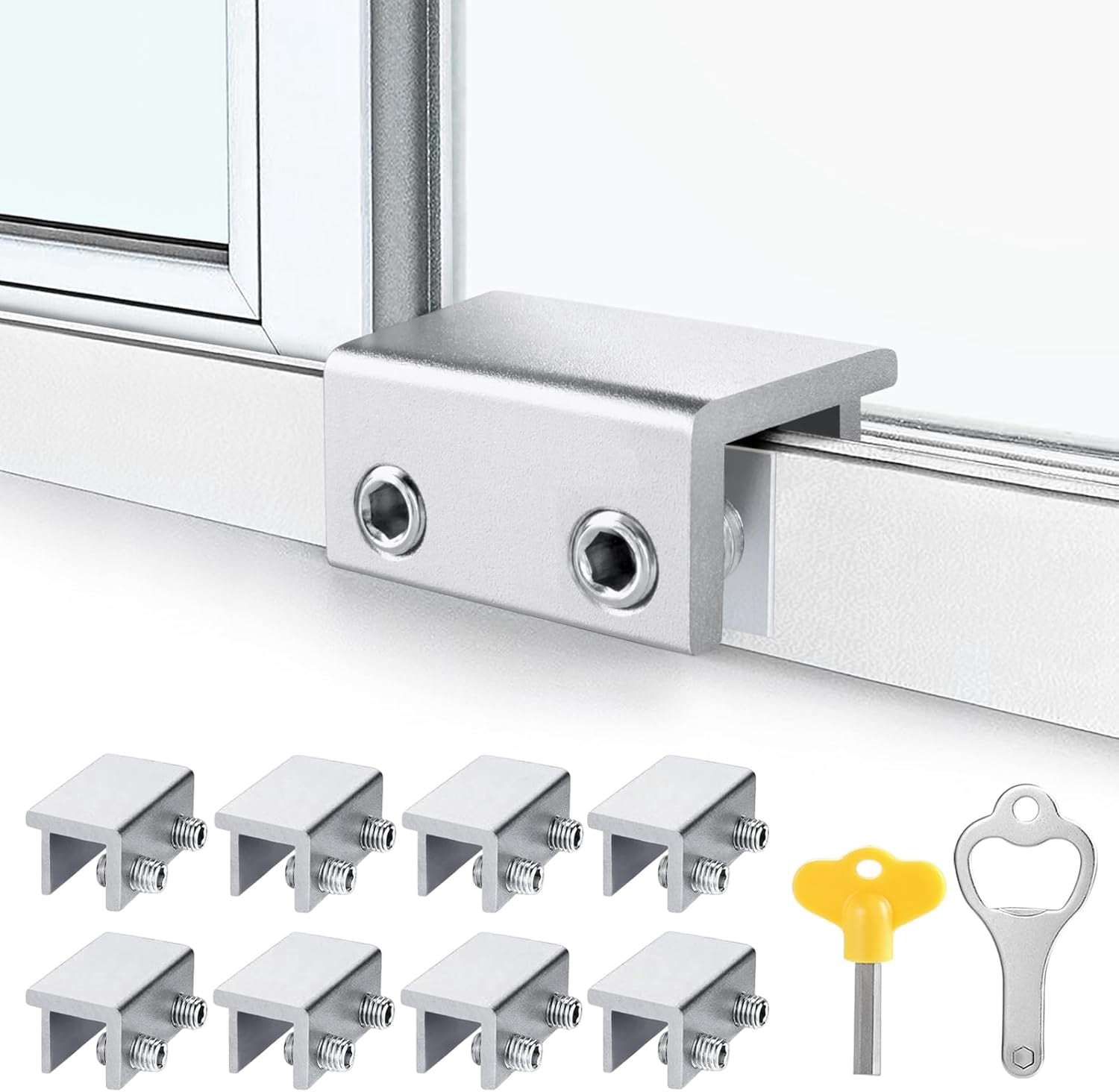Window Locks,4 Pack Sliding Window Locks with Key for Vertical ...
