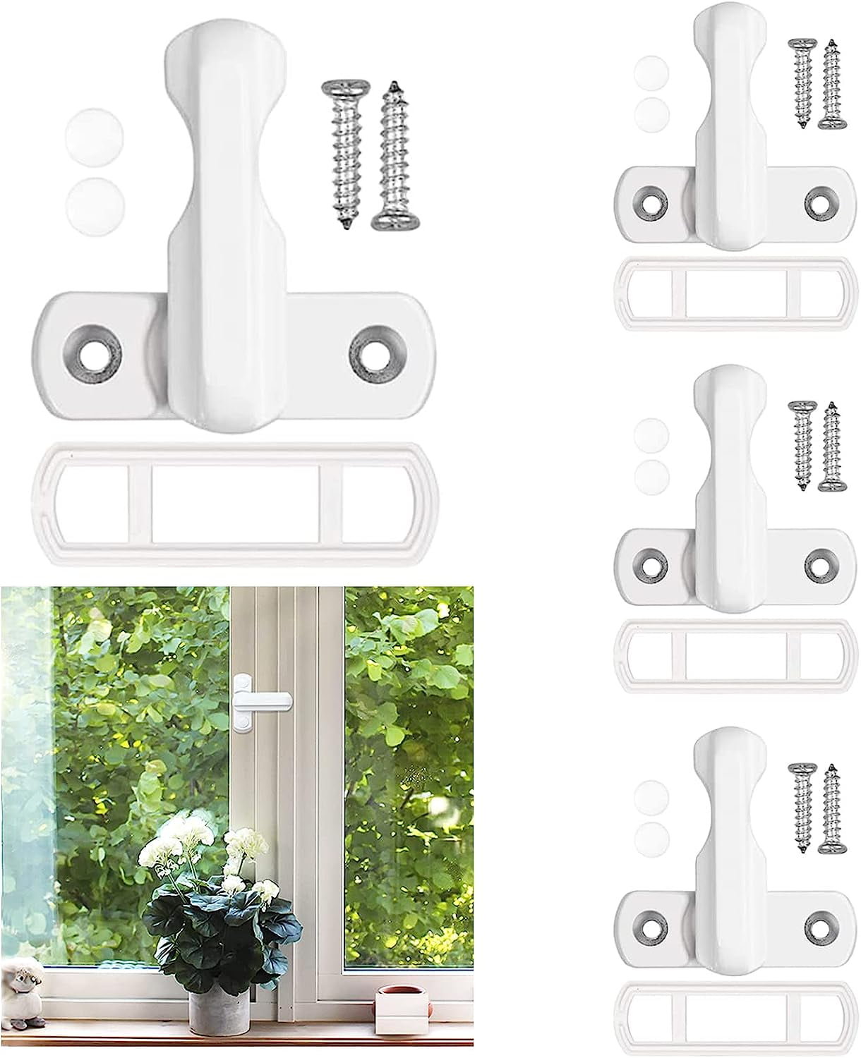 Window Locks, 4Pcs Upvc Door Security Sash Jammer Home Security Door ...