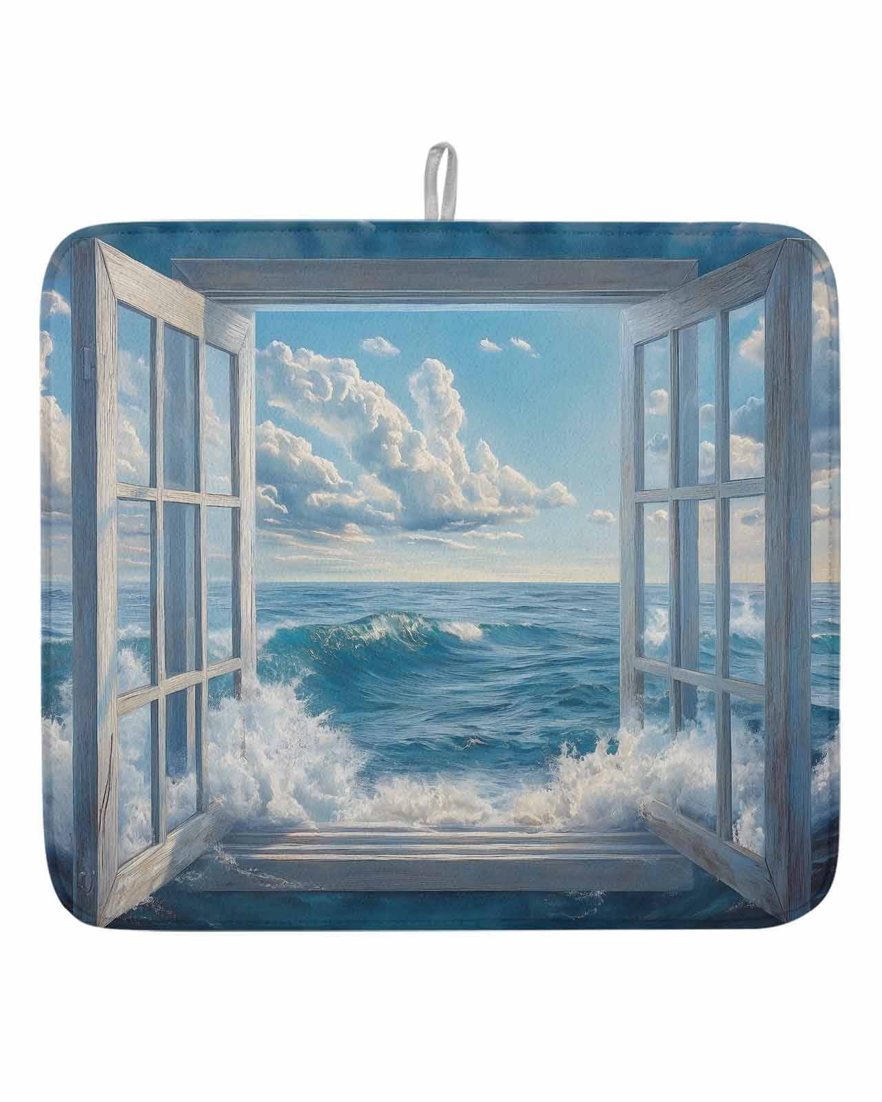 Window On The Ocean Dish Drying Mat 16x18 inch Wave Cloud Super ...