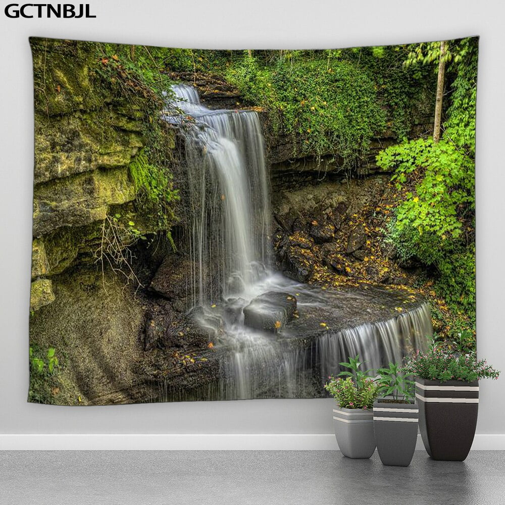 Window Outside Waterfall Landscape Tapestry Natural Scenery Hippie Wall ...