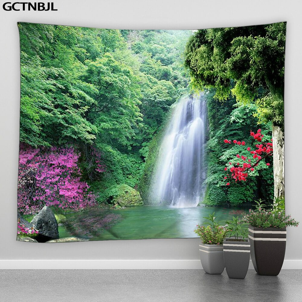 Window Outside Waterfall Landscape Tapestry Natural Scenery Hippie Wall ...