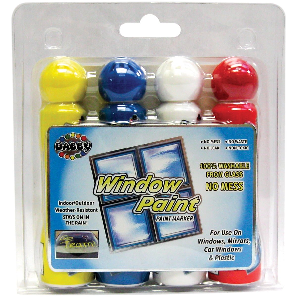 Window Paint Markers 1.4oz 4/Pkg-Yellow, Blue, White & Red, Pk 3 ...