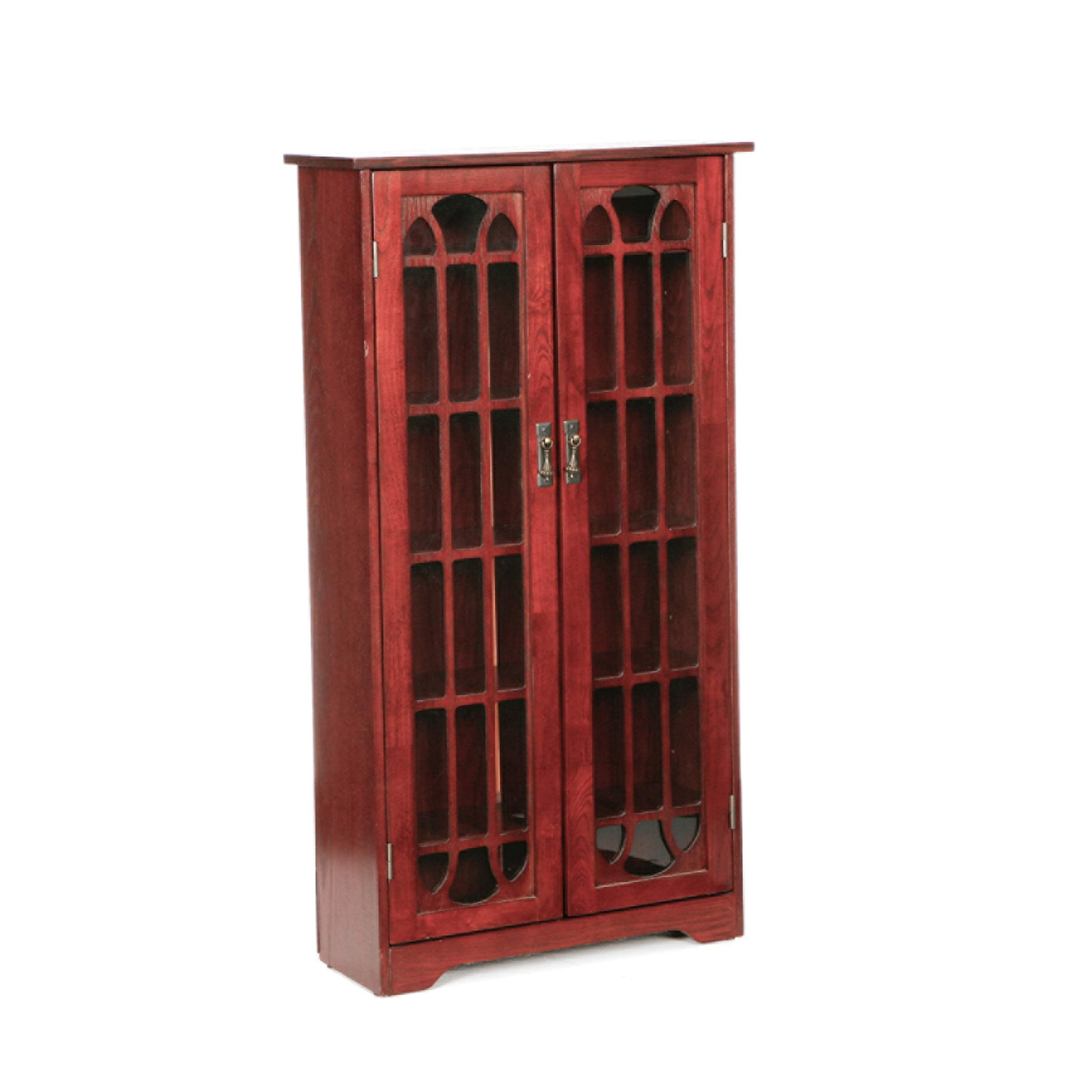 Window Pane Media Cabinet with Adjustable Shelves, Cherry - Walmart.com