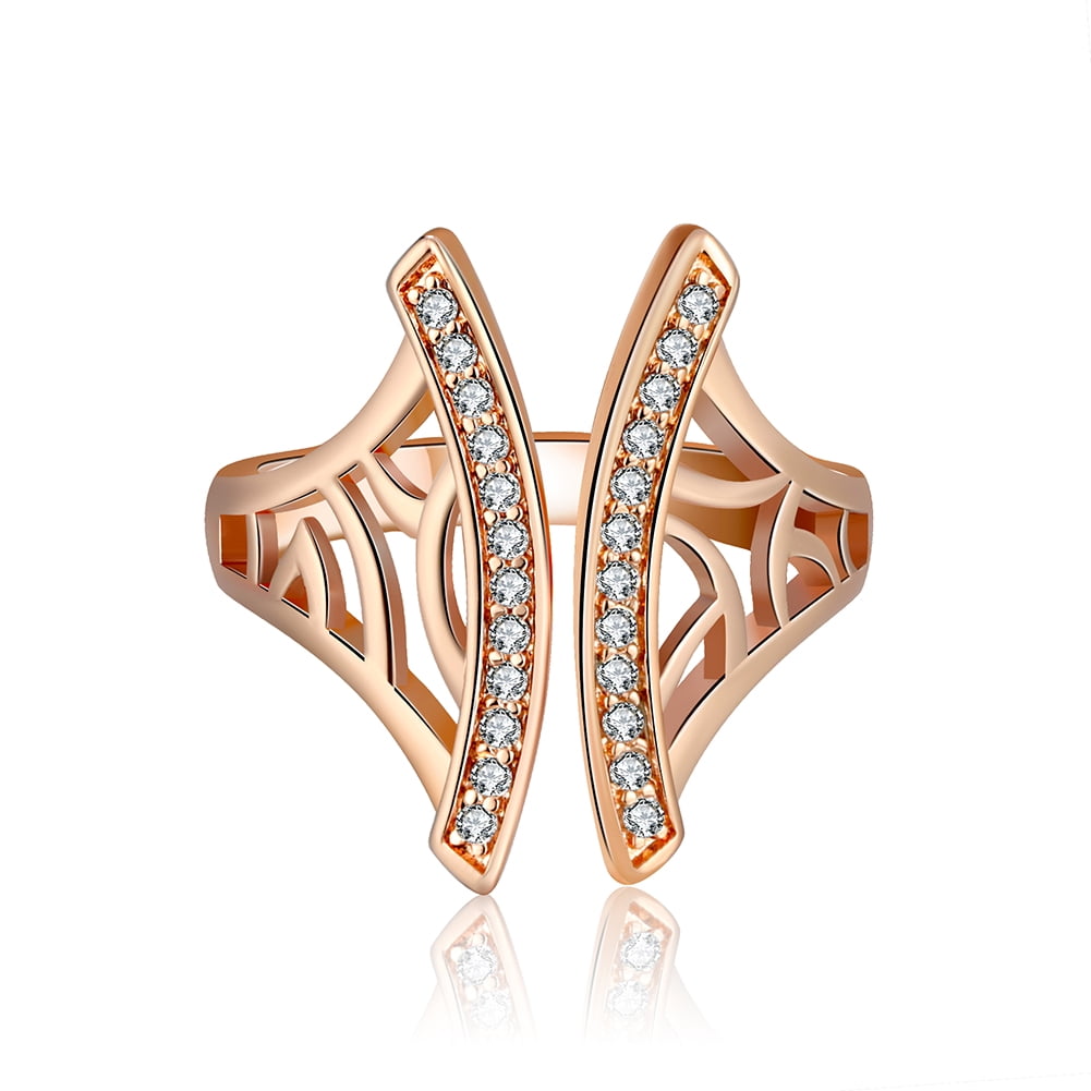 Window Pattern Adjustable Ring for Women Cz Gold Plated Ginger Lyne ...