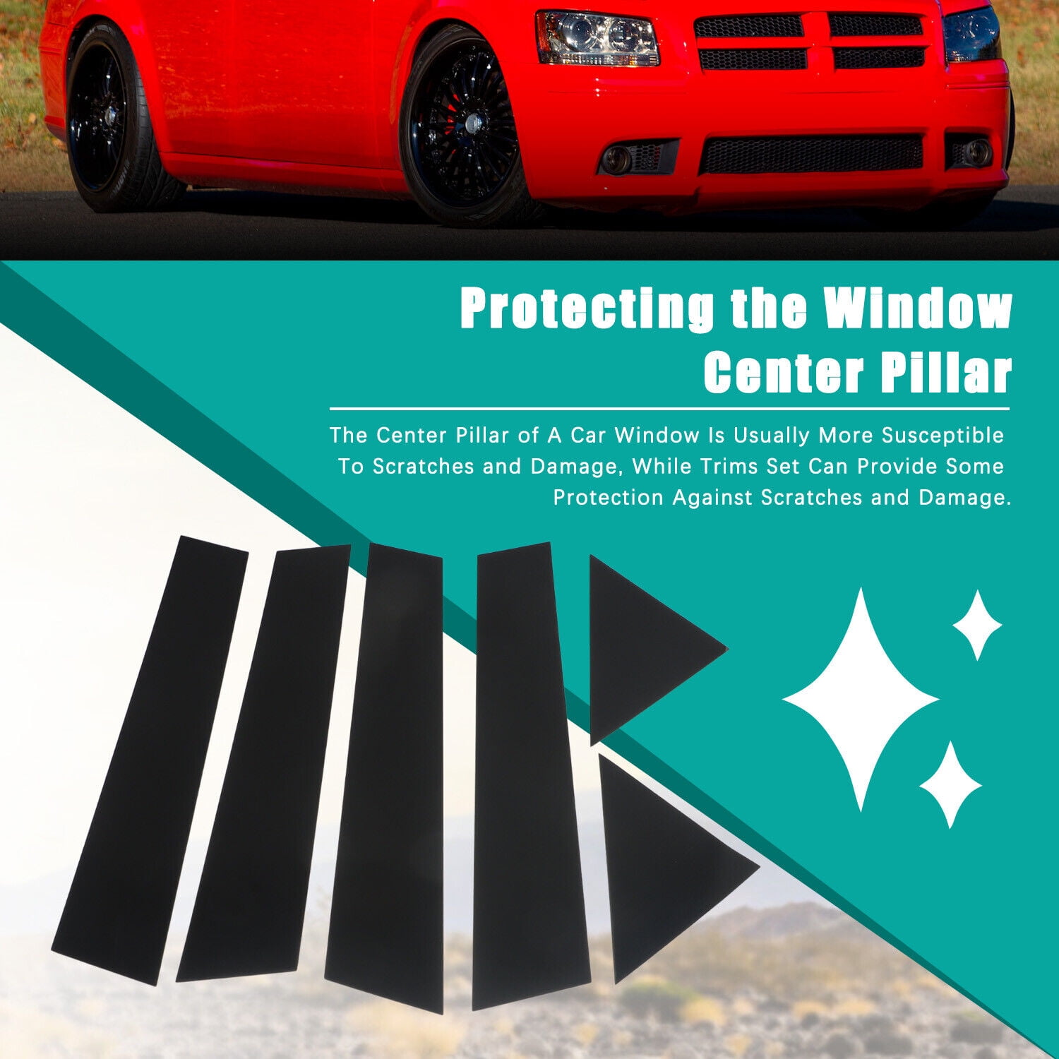 Window Pillar Posts Door Black Trim Molding Kit for 2005-2010 Chrysler ...