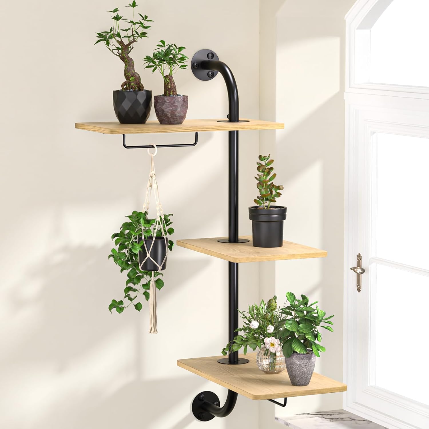 Window Plant Shelves, Rotating Plant Shelf for Window, Wall Mounted ...