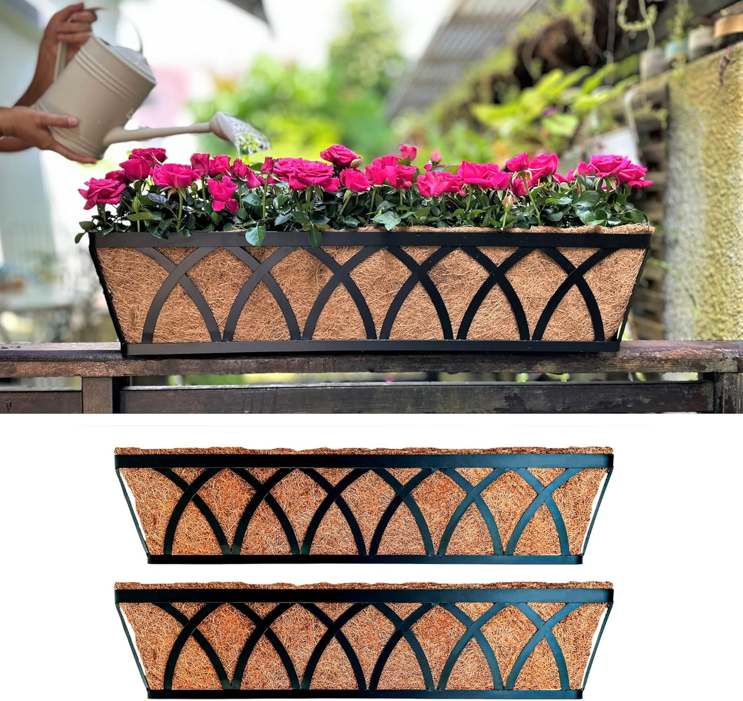 Window Planter Box - 2 Pack, 30 Inch Outdoor Wall Mounted and Deck ...