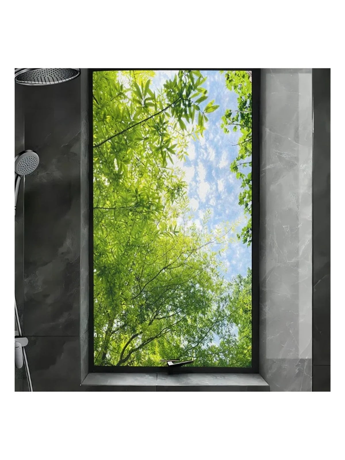 Window Privacy Film 2PCS Privacy Glass Window Frosted Film Tree Leaf ...
