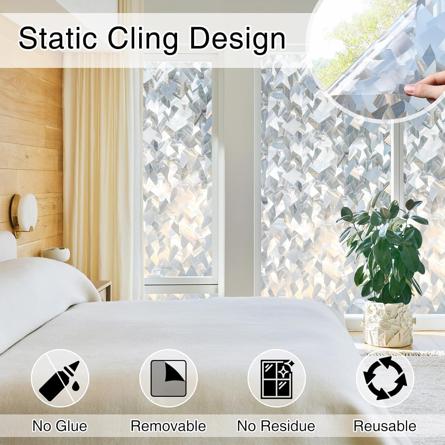 Window Privacy Film, 3D Decorative Stained Glass Window Film, Removable ...