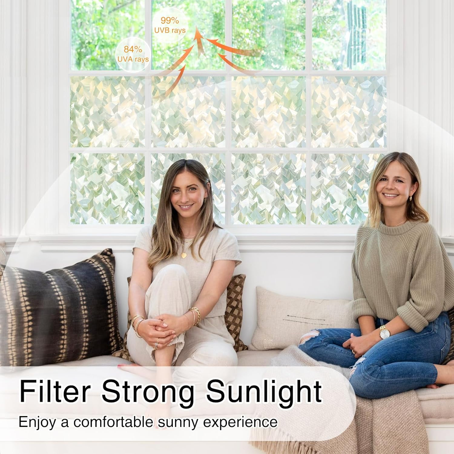 Window Privacy Film, 3D Decorative Stained Glass Window Film, Removable Window Sticker Window ...