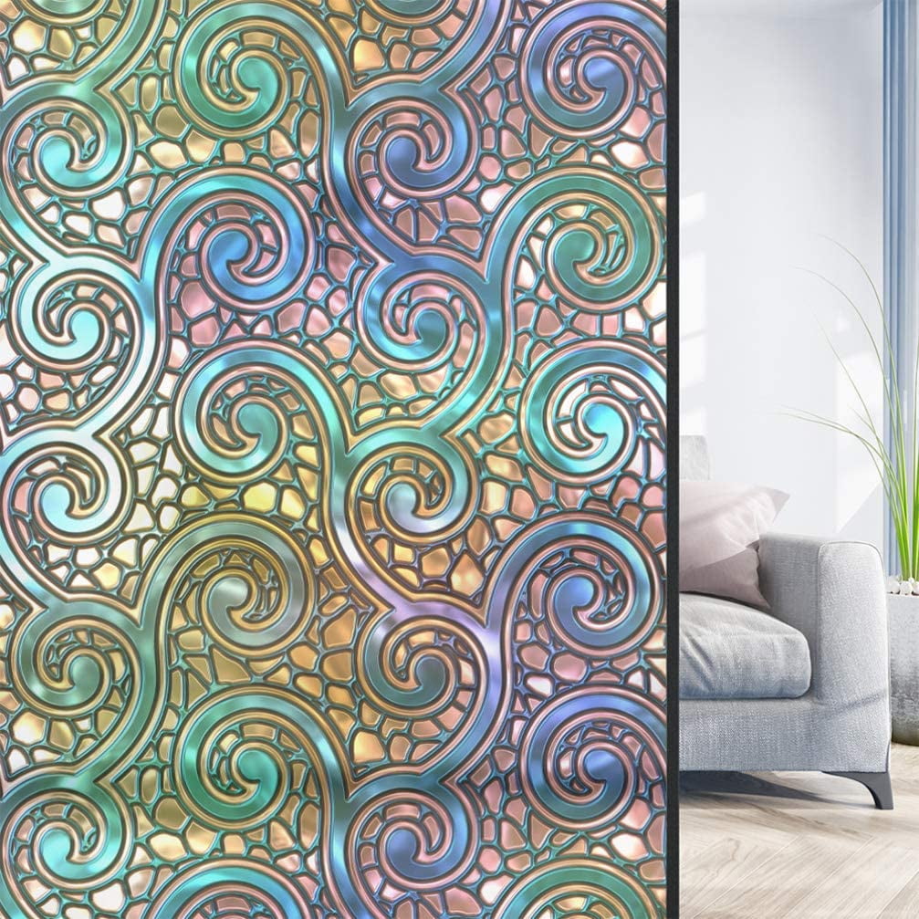 Window Privacy Film, 3D Non- Adhesive Vinyl Opaque Window Cling ...