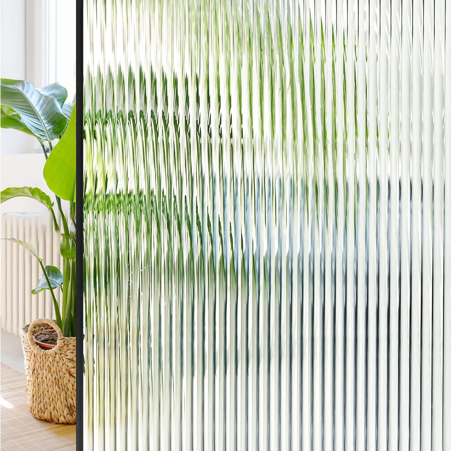 Window Privacy Film 3D Reeded Glass Static Clings Fluted Frosted ...