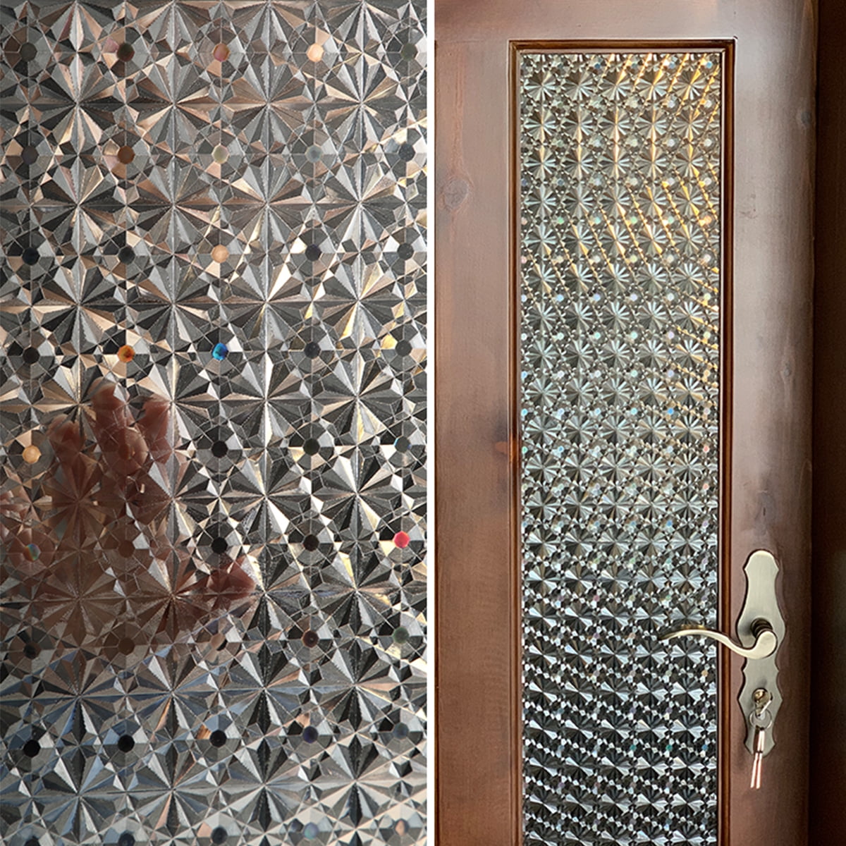 Window Privacy Film, 3D Self-Adhesive Static Cling No Glue Window Glass ...