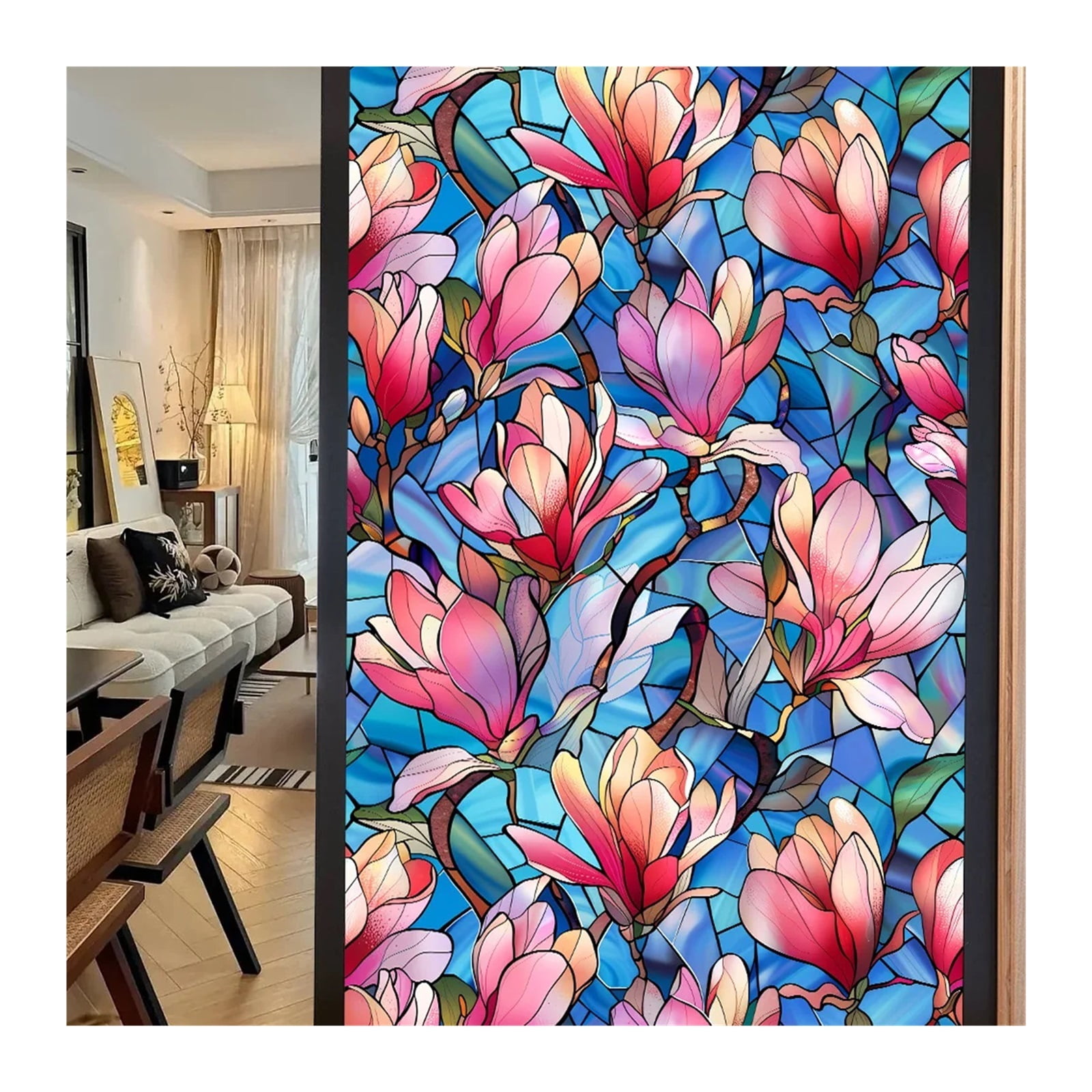 Window Privacy Film 40/60x100cm Colorful Retro Flower Birds Window ...