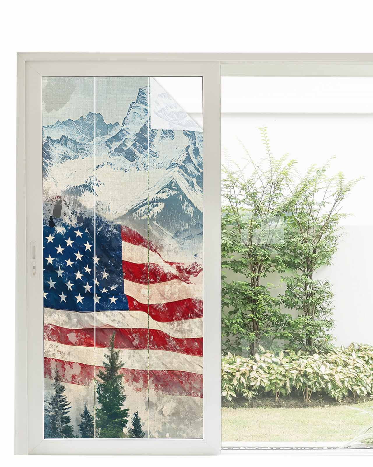 Window Privacy Film 4th of July Stained Glass Window Film Decorative Sun Block Window Cover ...