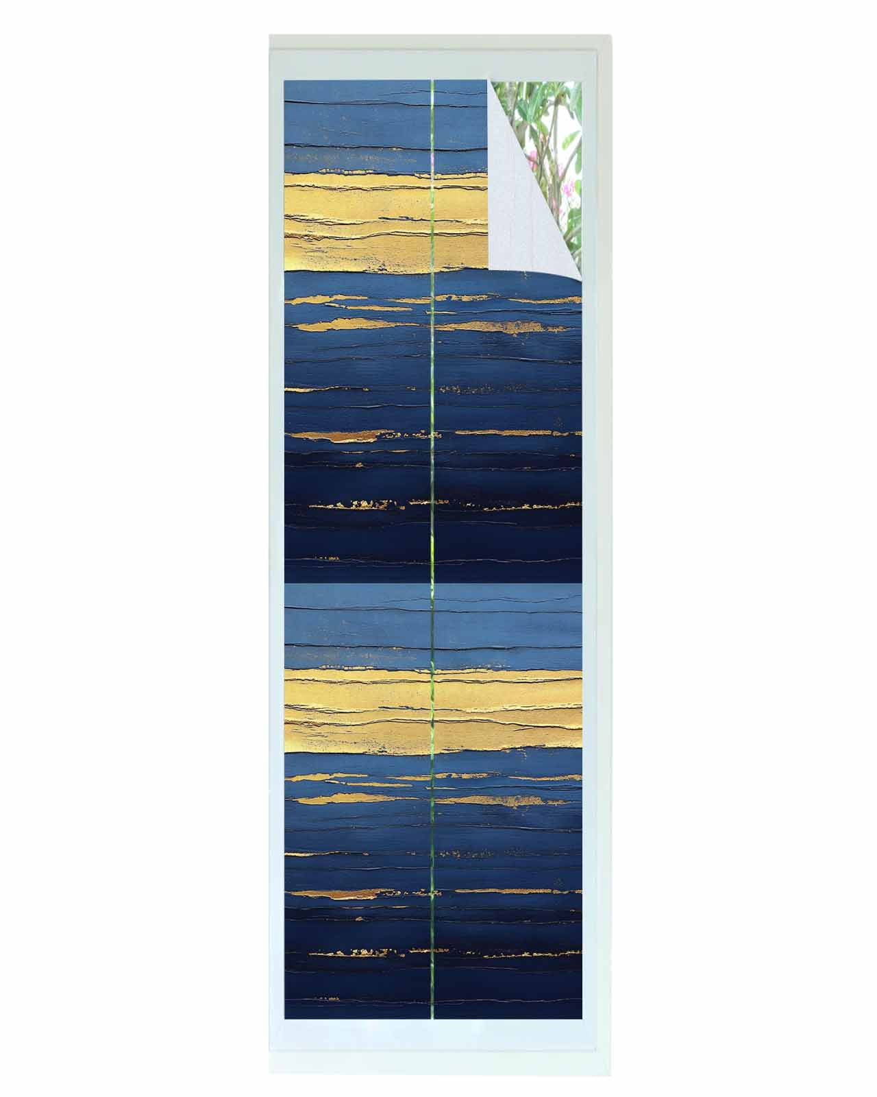 Window Privacy Film Abstract Blue Golden Stained Glass Window Film Decorative Sun Block Window ...