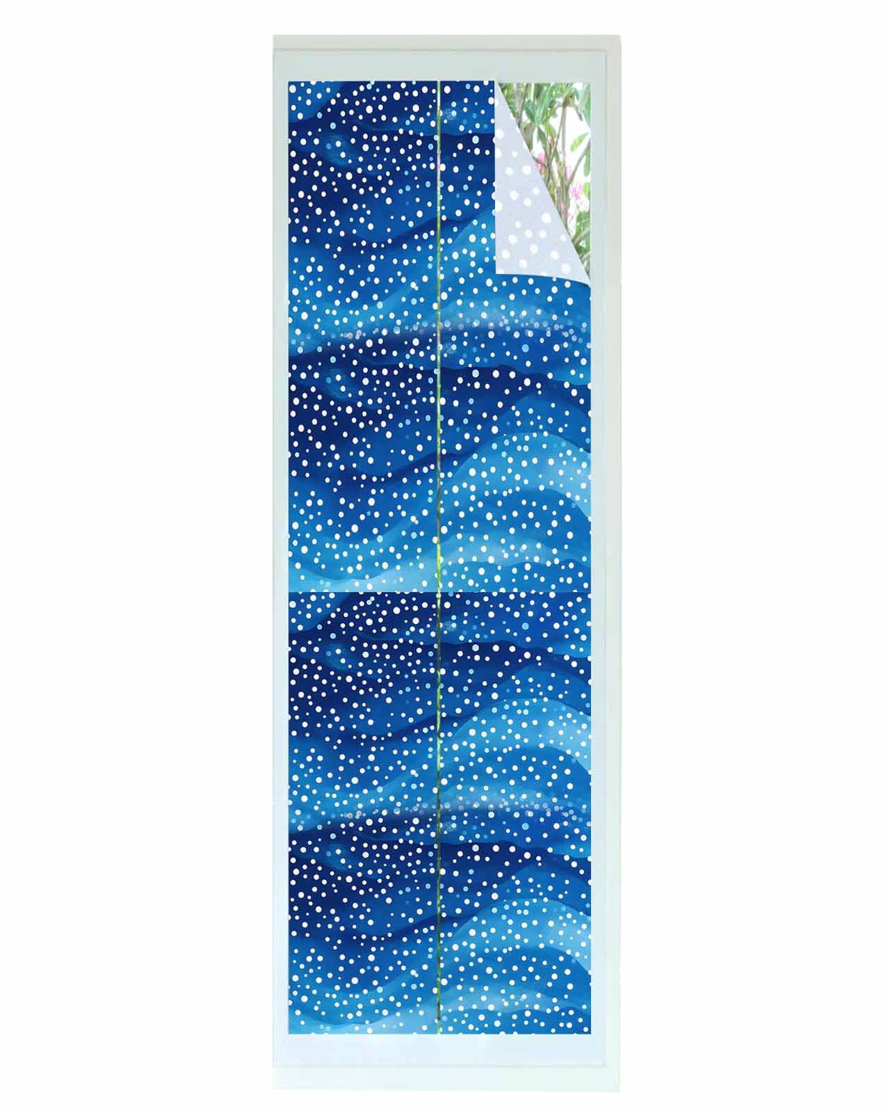 Window Privacy Film Abstract Blue Ocean Waves Stained Glass Window Film ...