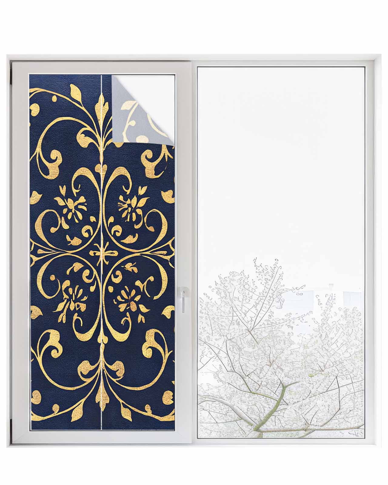 Window Privacy Film Abstract Floral Art Stained Glass Window Film ...