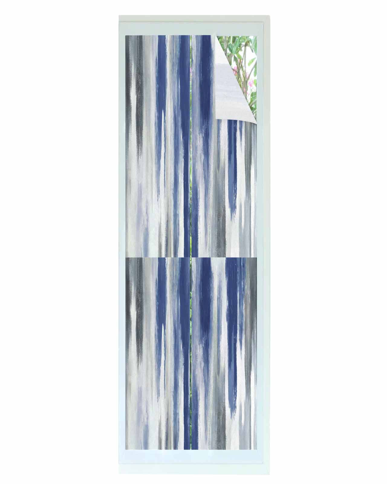 Window Privacy Film Abstract Navy Blue Stained Glass Window Film ...