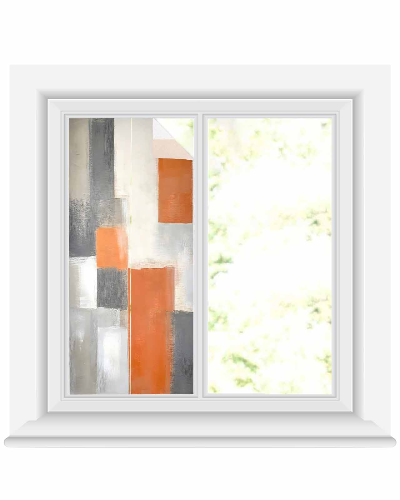 Window Privacy Film Abstract Orange Grey Stained Glass Window Film ...