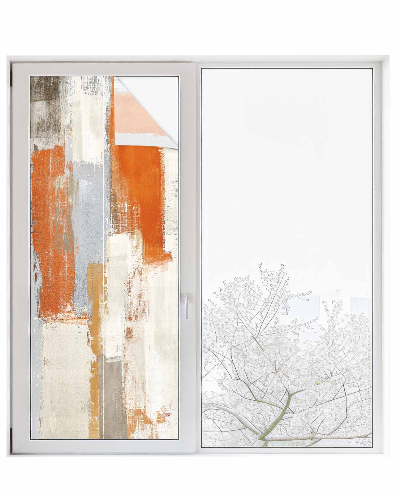 Window Privacy Film Abstract Orange Grey Stained Glass Window Film ...