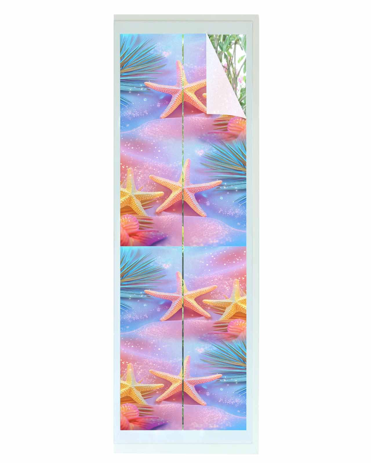 Window Privacy Film Abstract Summer Beach Stained Glass Window Film Decorative Sun Block Window ...